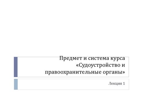 Основные понятия Судоустройство и правоохранительные органы ...