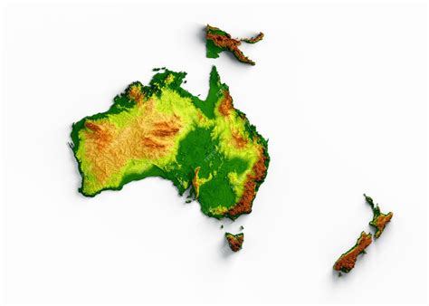 Premium Photo Oceania Map Shaded Relief Color Height Map On White Background 3d Illustration