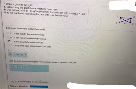 Answered A Graph Is Given To The Right A Explain Why The Graph Has At Least One Euler Path B