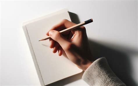 Ai Generated Blank Notebook The Hand Holding The Pencil Is About To Start Writing In A Notebook