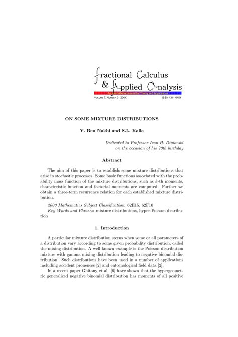 Pdf On Some Mixture Distributions