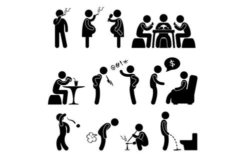 Bad Wrong Behavior Habit Lifestyle Stick Figures Rude Behavior Behavior