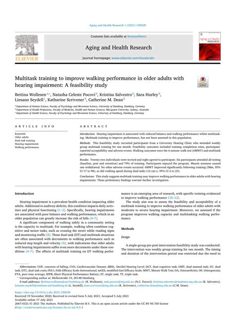 Pdf Journal Pre Proof Multitask Training To Improve Walking Performance In Older Adults With
