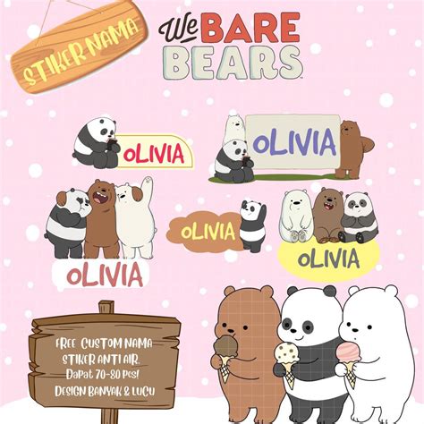 Jual Stiker Nama We Bare Bears Sticker Buku We Bare Bears Stiker Label Shopee Indonesia