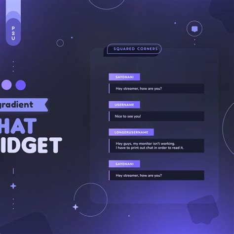 red twitch chat widget minimal simple squared custom chatbox etsy