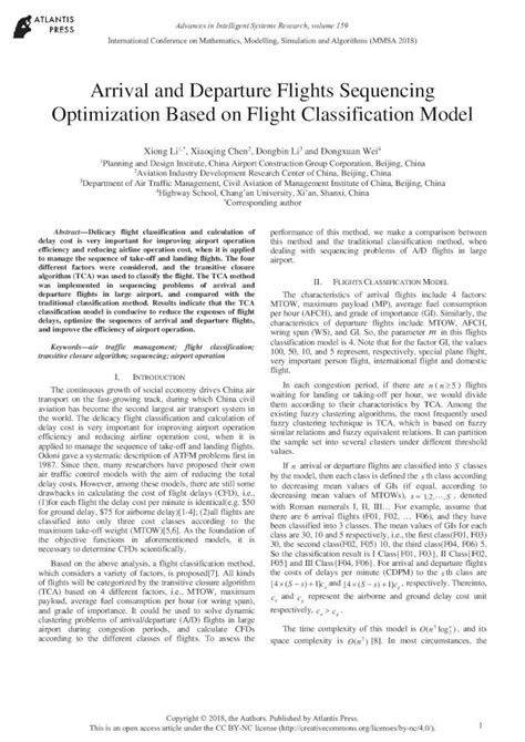 Pdf Arrival And Departure Flights Sequencing Optimization Based On