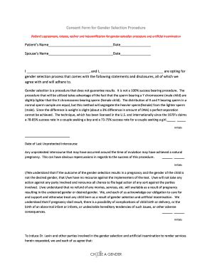 Fillable Online Consent BFormb For Gender Selection Procedure Fax Email Print PdfFiller