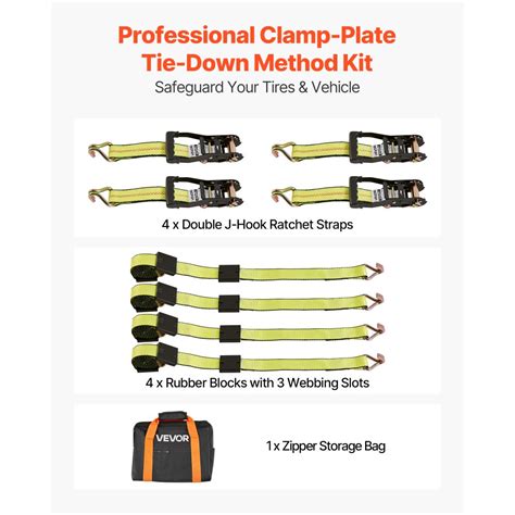 Vevor Wheel Chock Tie Down Kit Deck Style Trailer Tie Down Strap Car