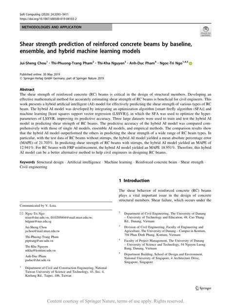 Shear Strength Prediction Of Reinforced Concrete Beams By Baseline Ensemble And Hybrid Machine