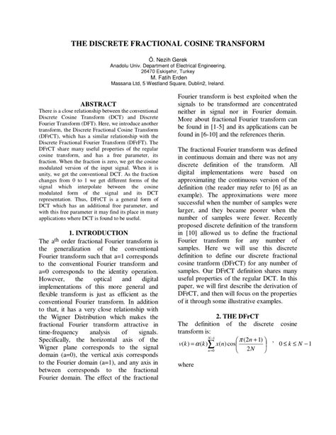 Pdf The Fractional Discrete Cosine Transform