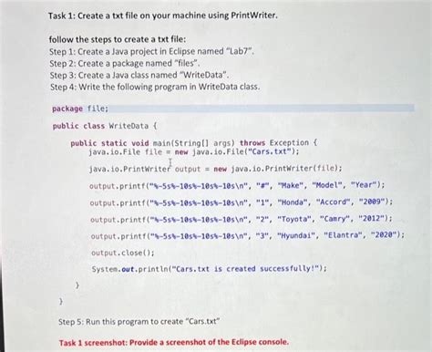 Solved Java Programming Provide Full Codes To Task 5 And