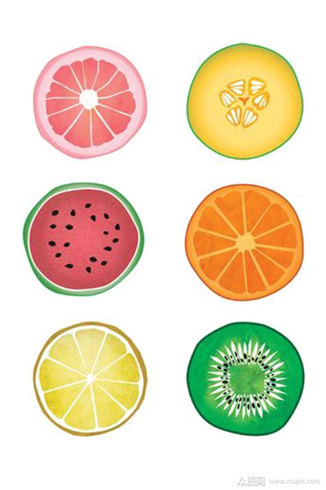 水果切片图片手绘 手绘水果图片 大山谷图库