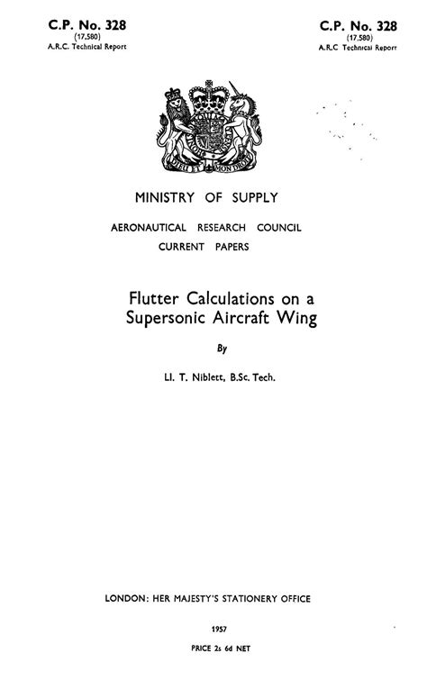 Flutter Calculations On A Supersonic Aircraft Wing