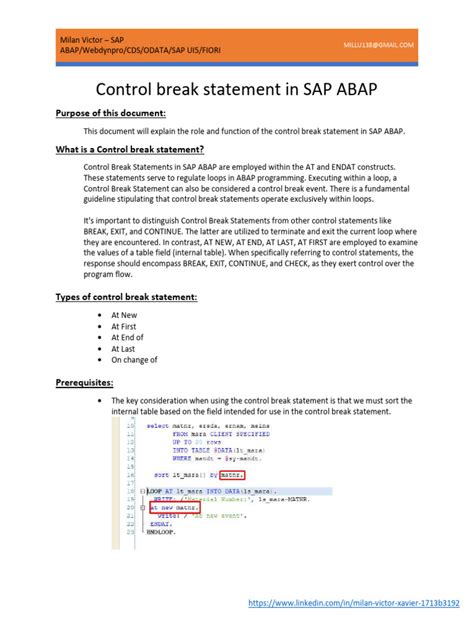 Control Break Statement In Sap Abap Pdf Control Flow Computer