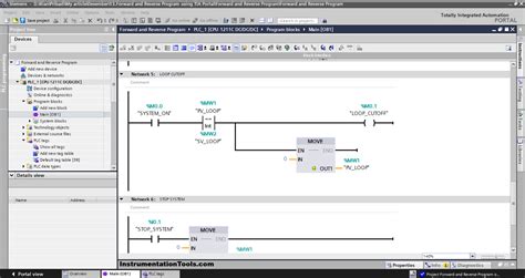 Siemens TIA Portal Motor Forward Reverse PLC Logic