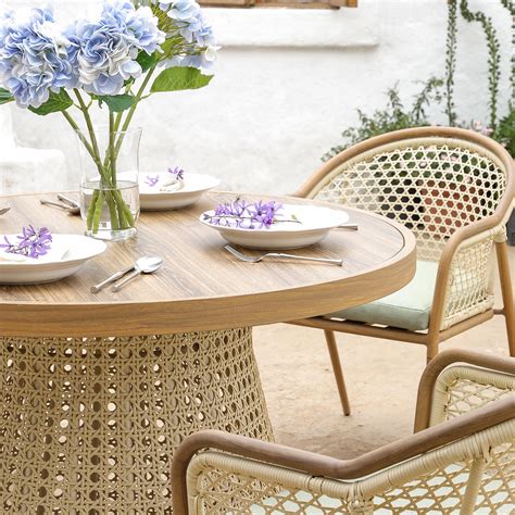 Pienza Outdoor Rattan 4 Seater Round Dining Set Sage Green Fabric Wit