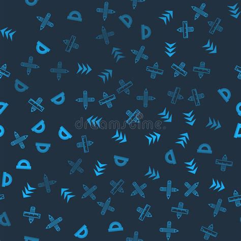 Set Crossed Pencil Arrow Ruler And And Protractor Grid On Seamless Pattern Vector Stock