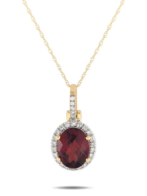 Lb Exclusive 14k Yellow Gold Garnet And Diamond Necklace Price In India