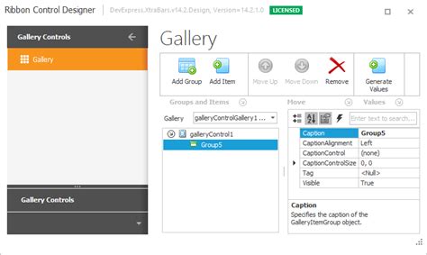 Customizing Galleries At Design Time Winforms Controls Devexpress Documentation