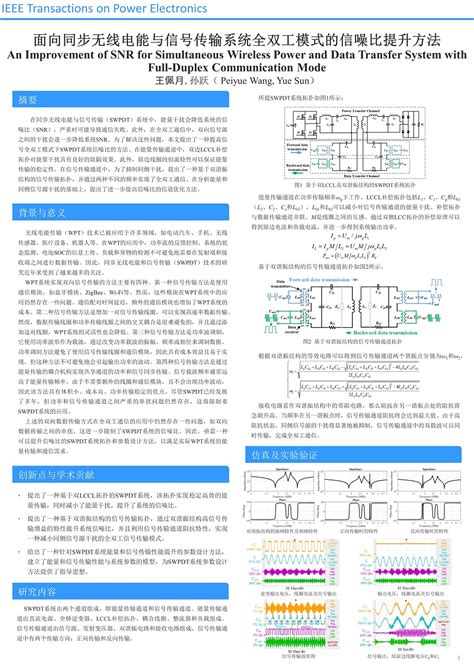 面向同步无线电能与信号传输系统全双工模式的信噪比提升方法 重庆大学无线电能传输技术研究所 重庆艾普特电气有限公司 面向同步无线电能与信号传输系统全双工模式的信噪比提升方法 重庆大学无线电能传输技术研究所 重庆艾普特电气有限公司