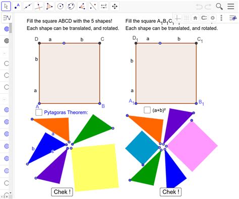 Puzzle Pythagoras Theorem Geogebra