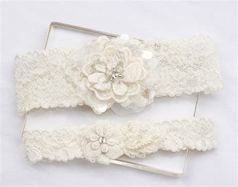 Ivory Lace Garter Set Wedding Bridal Garter Set By Mirinobridal