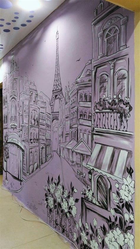 Париж на стене Роспись стен в кухне Художественная роспись стен Роспись стен