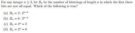 solved for any integer n greaterthanorequalto 3 let bn be