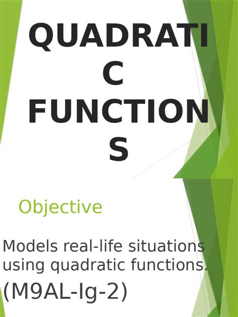 G9 Math Q1 Week 6 Quadratic Functions And Its Graph Pdf