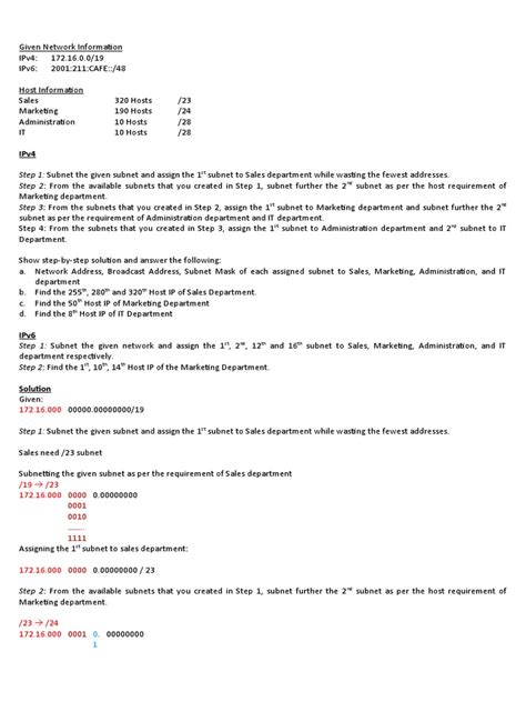 Vlsm Exercise Download Free Pdf Ip Address Data Transmission