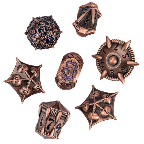 Cusdie Metal Dnd Dice Set 7 Die Metal Polyhedral Dandd Dice Set Dragon