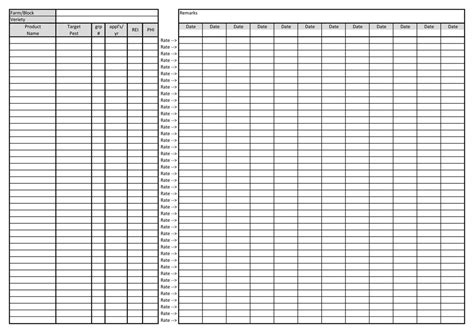 Printable Spray Record Sheet