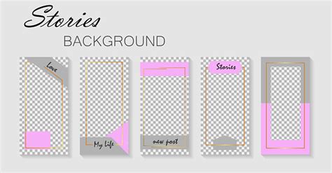 스토리 템플릿 집합입니다 소셜 미디어의 레이아웃 배경을 디자인합니다 레이아웃 프로모션 블로그에 대한 커버 골드 프레임소셜 미디어용 모형 사진 프레임벡터 Brand Name