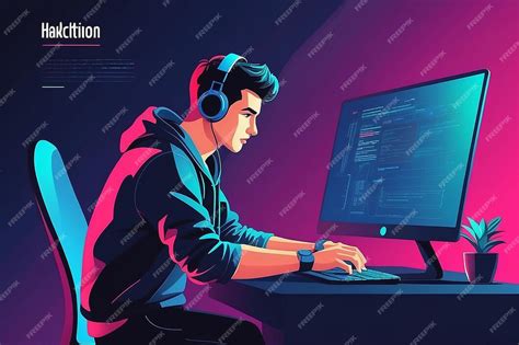 Premium Photo Coding Enthusiast Virtual Hackathon Adventure Flat Premium Photo Coding Enthusiast Virtual Hackathon Adventure Flat