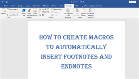How To Create Macros To Automatically Insert Footnotes And Endnotes A