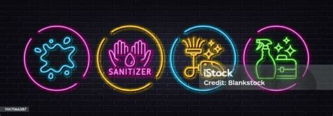 진공 청소기 더러운 지점 및 손 소독제 최소 라인 아이콘 웹 응용 프로그램의 경우 벡터 인쇄 가정 생활에 대한 스톡 벡터 아트 및 기타 이미지 Istock