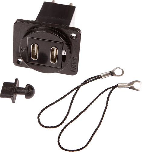 Cdl Micro Dual Usb C Female To Male Feedthrough Panel Mount Connector W Black Dust Cover