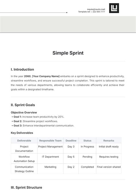 Free Simple Sprint Template To Edit Online