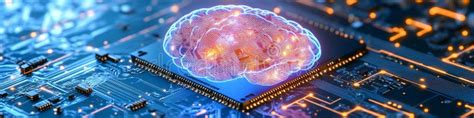 Ai Brain Chip On Motherboard Futuristic Technology And Artificial