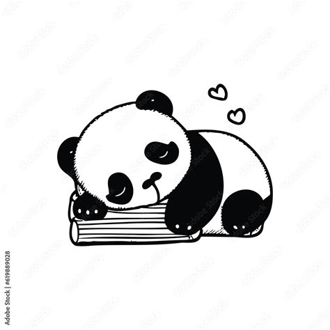 Cute Kawaii Hand Drawn Doodle Bored Lazy Panda Vector Illustration Stock Vector Adobe Stock