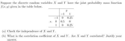 Solved Suppose The Discrete Random Variables X And Y Have