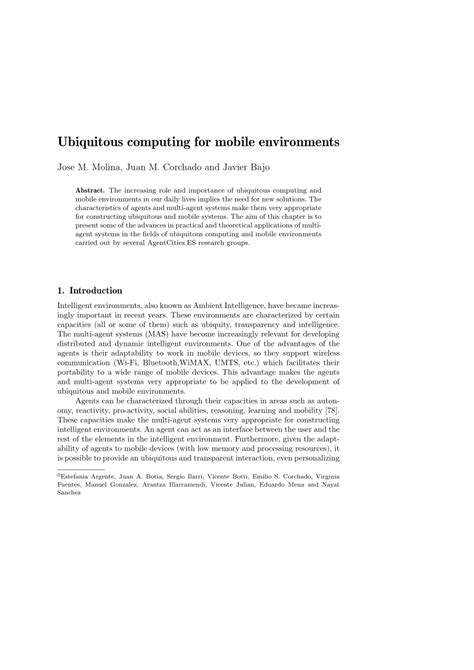 Pdf Ubiquitous Computing For Mobile Environments