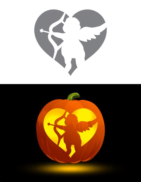 Printable Cupid Firing Arrow Pumpkin Stencil