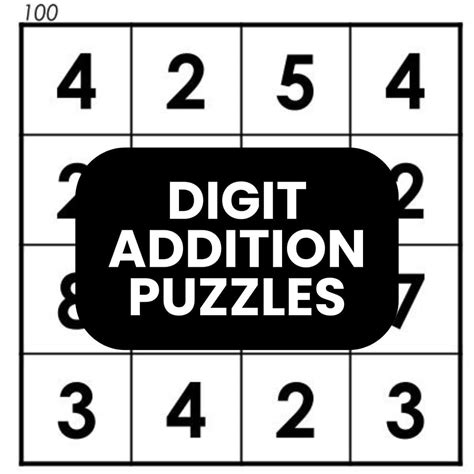 Digit Addition Puzzle Collection Math Love