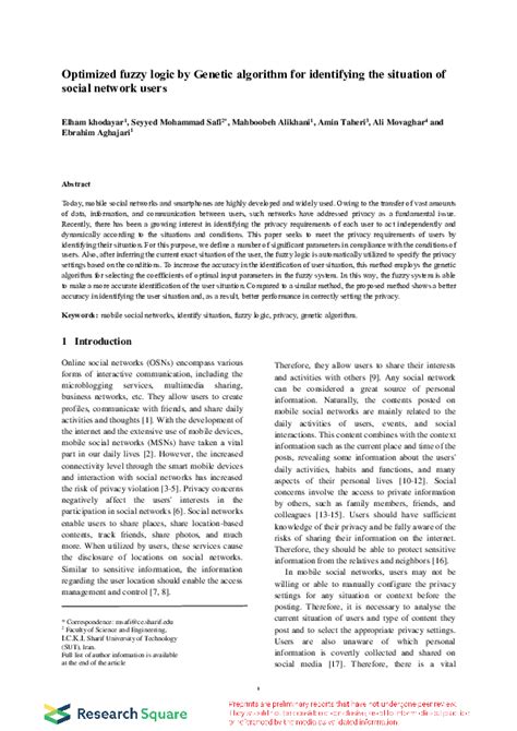 Pdf Optimized Fuzzy Logic By Genetic Algorithm For Identifying The Situation Of Social Network