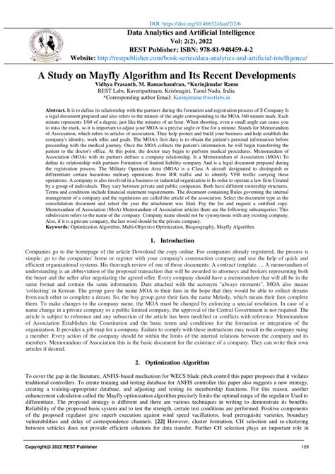Pdf A Study On Mayfly Algorithm And Its Recent Developments