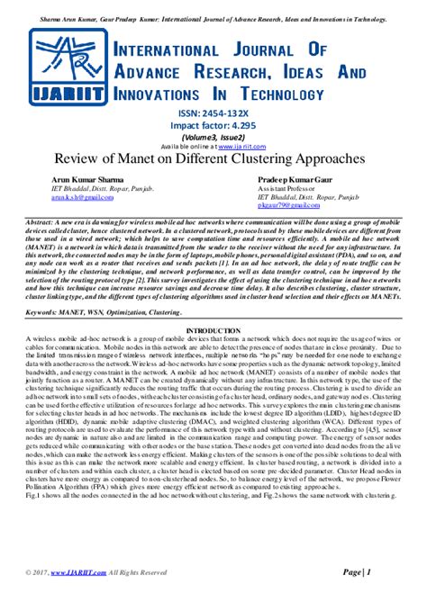 Pdf Review Of Manet On Different Clustering Approaches Pradeep Gaur