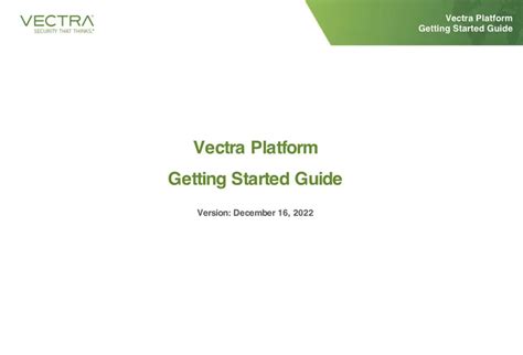 Vectra Platform Getting Started Guide
