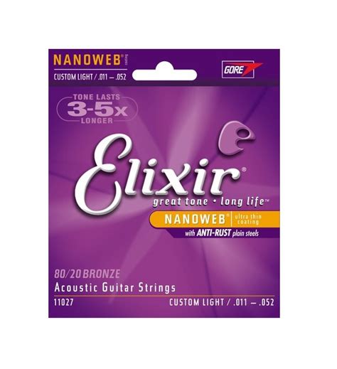 11 52 Gauge Long Life Elixir Bronze Acoustic Guitar Strings Light 11 52 South Coast Music