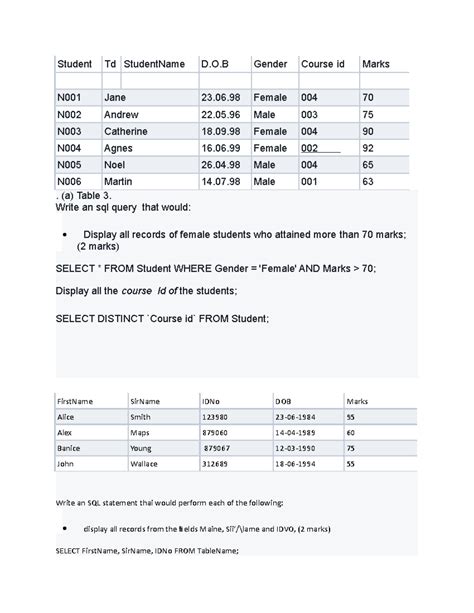 New Microsoft Word Document Babe Td BabeName D O Gender Course Id Marks N Jane